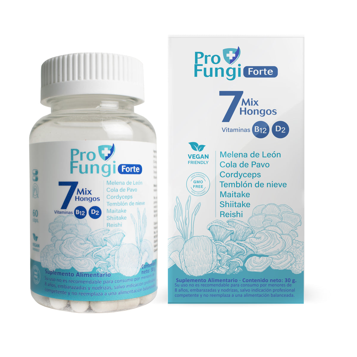 Pro Fungi Forte Mix 7 hongos + Vitaminas B12 y D2 – Bio Swiss Lab®